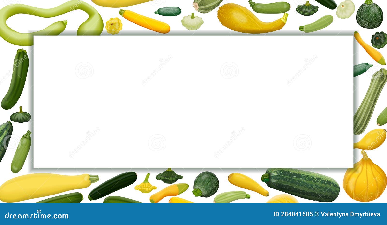 Banner with Different Types of Summer Squash. Stock Vector ...