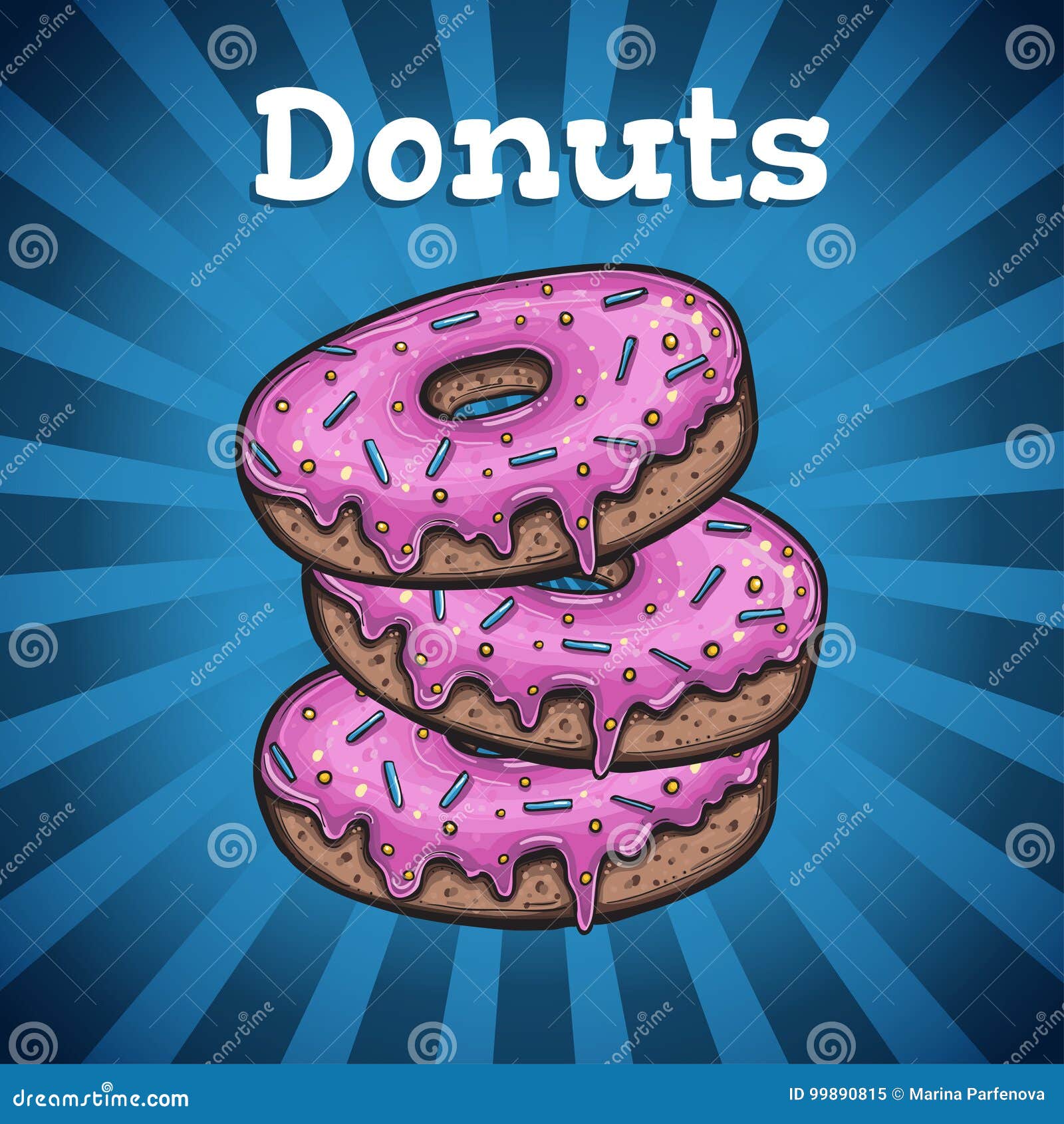 Banner with donuts stock vector. Illustration of birthday - 99890815