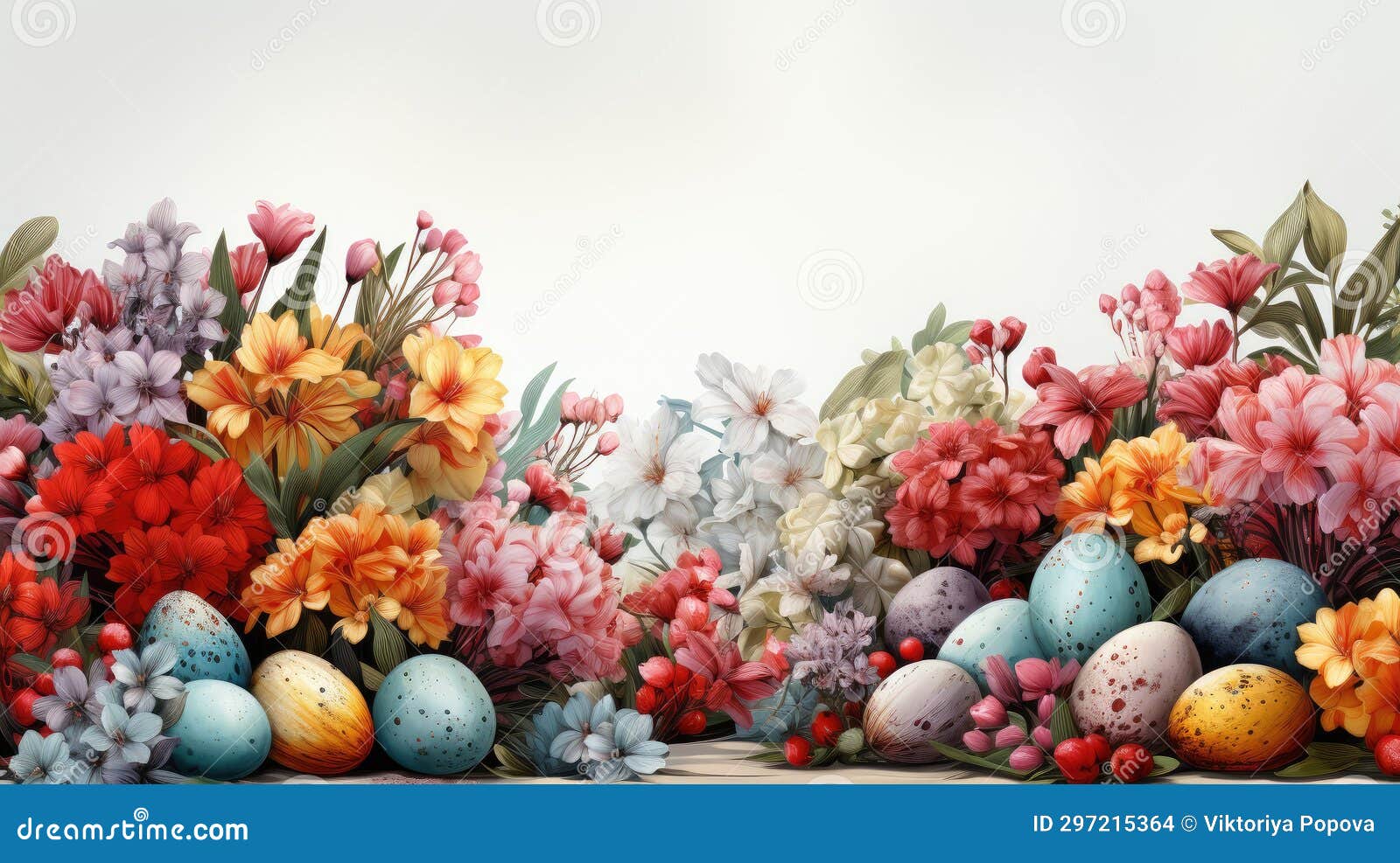 Banner Easter Eggs and Spring Flowers. the Concept of Happy Easter and ...