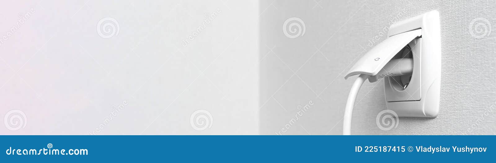 Banner with Electrical Plug in the Electric Socket on a Wall, Interior ...