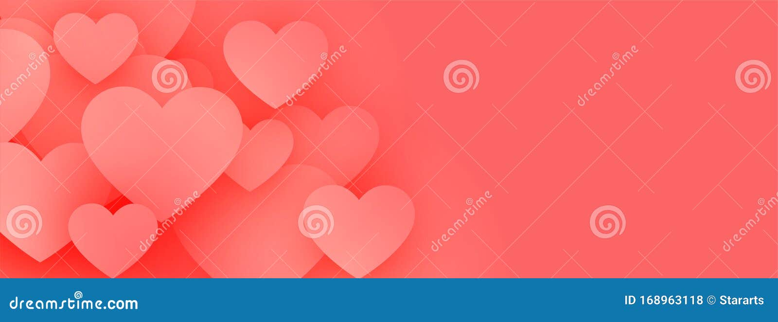 Banner Elegante De Corazones De Amor Rosa Con Espacio De Texto ...