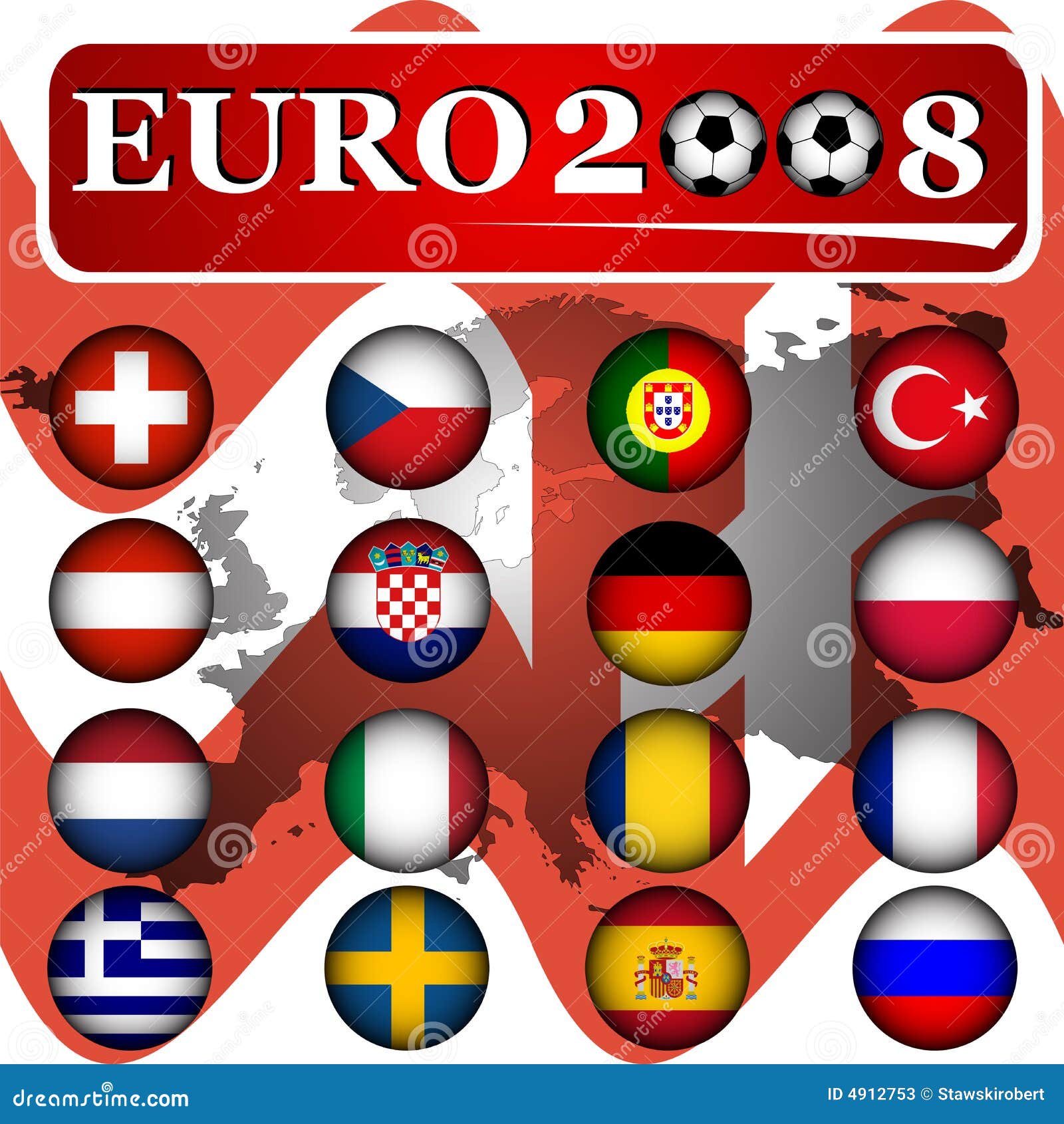 Banner Euro 2008 stock vector. Illustration of flags, symbol - 4912753