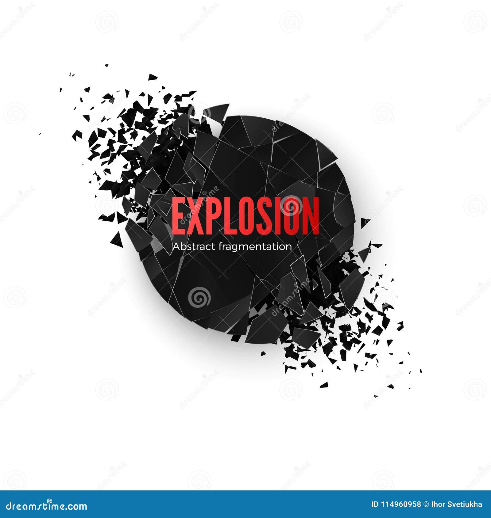 Explosion And Fragmentation Black Square. Vector Illustration Isolated ...