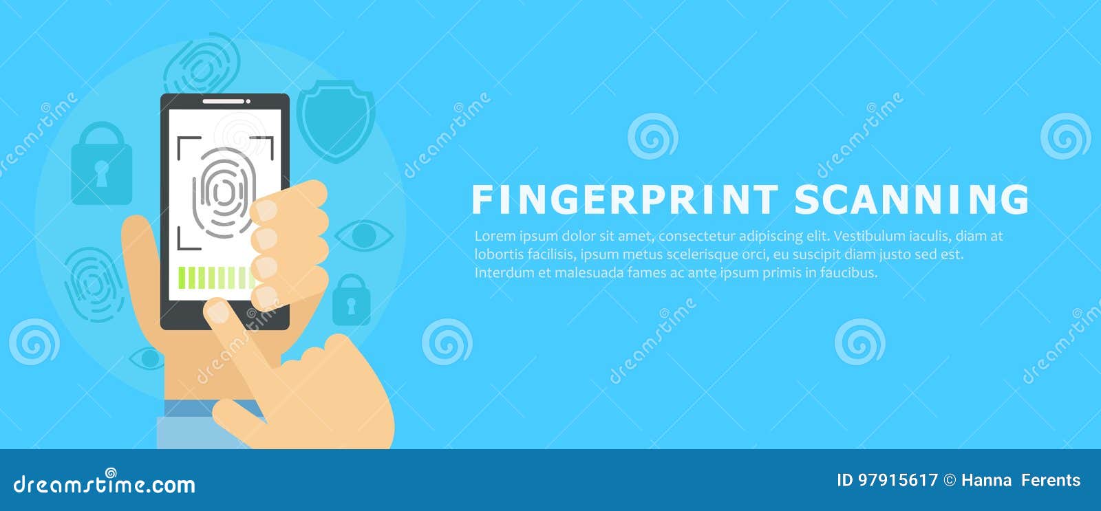 Banner Fingerprint Scanning Stock Vector - Illustration of gadget ...