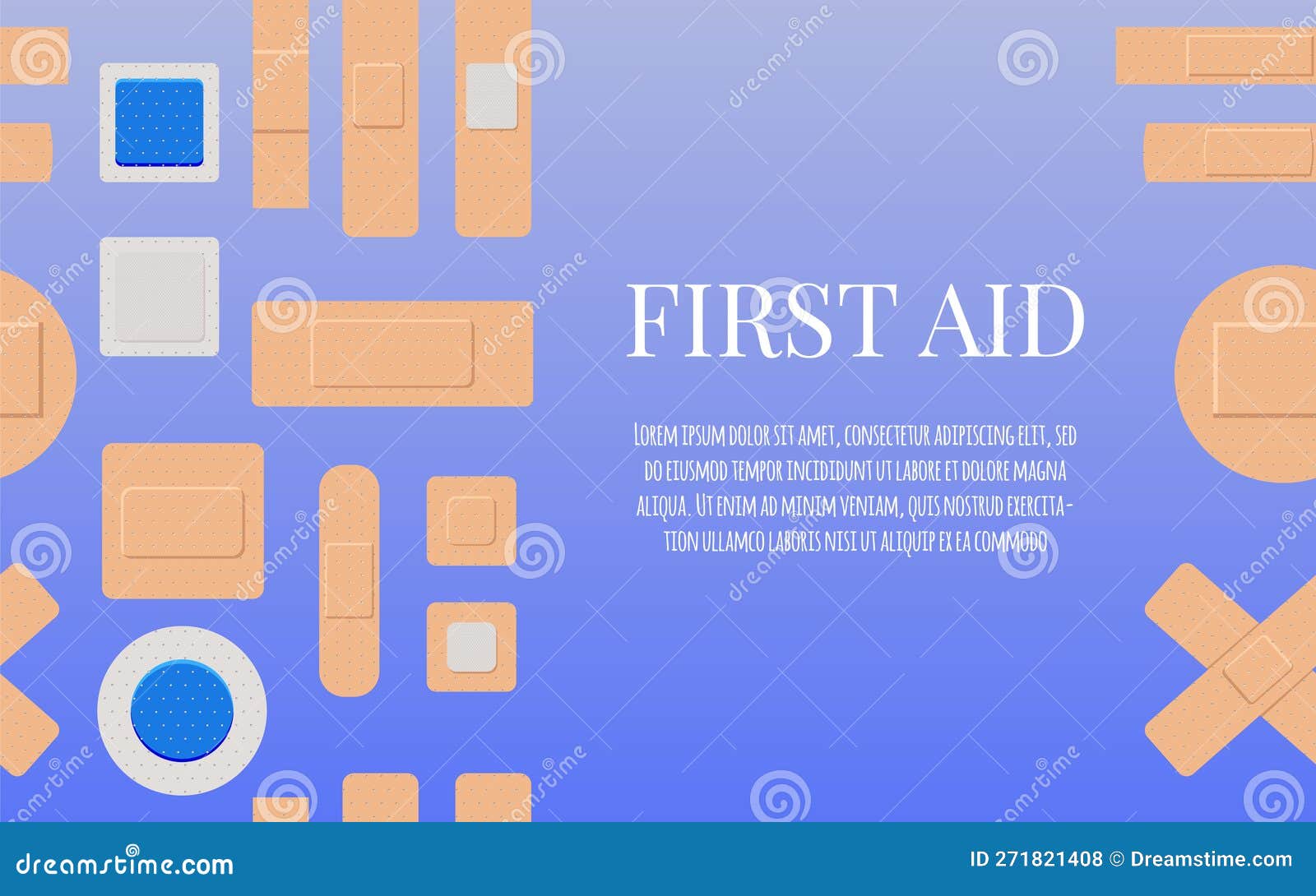 Banner about First Aid with Plasters Flat Style, Vector Illustration ...