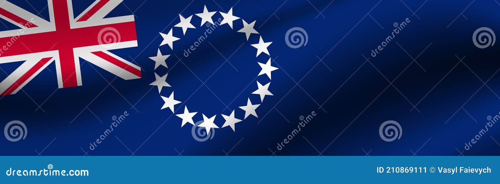 Banner with the Flag of Cook Islands. Fabric Texture of the Flag of ...