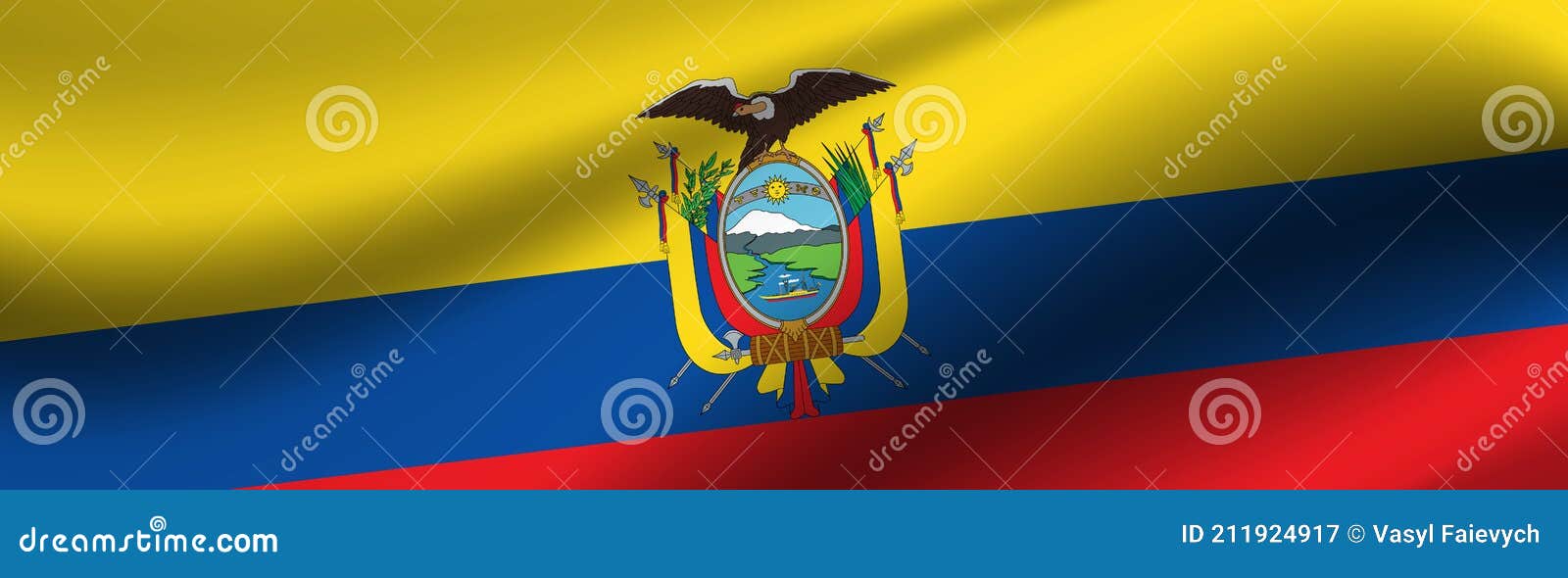 Banner with the Flag of Ecuador Fabric Texture of the Flag of Ecuador ...