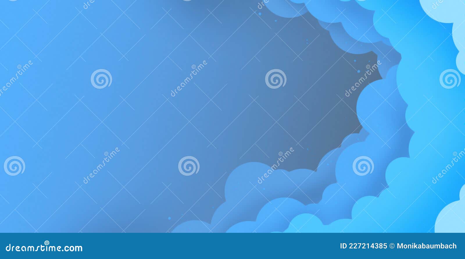 Banner with Fluffy Clouds with Different Shades on Side of Blue Sky ...