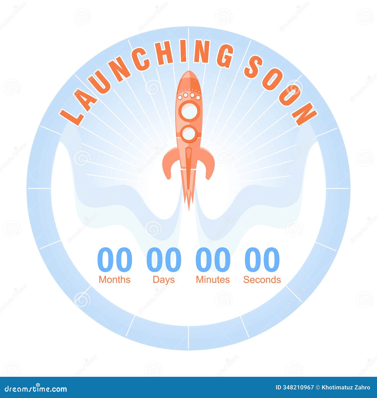 Banner with Flying Rocket and Countdown. New Business Launch ...