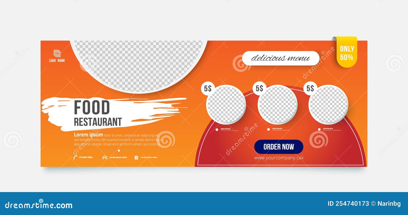 Food Restaurant Discount Banner Template Stock Vector - Illustration of ...