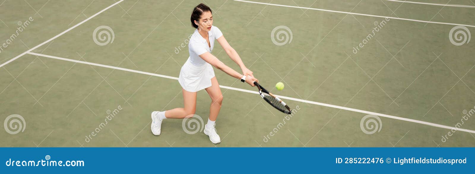 Banner, Forehand, Overhead View of Female Stock Photo - Image of women ...
