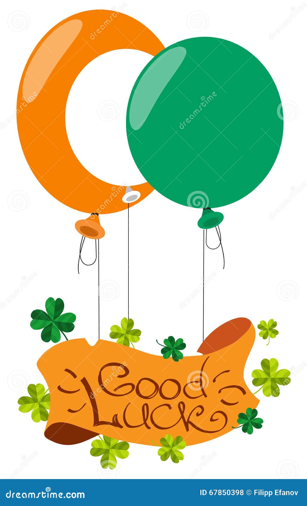 Banner with the Four-leaf Clover, Balloons. Congratulations To the St ...