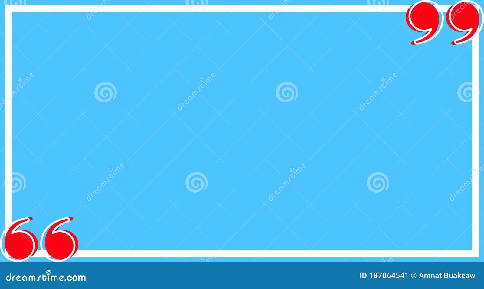 Banner Frame Blue with Red Quotation Symbol, Quote Box Frame Simple and ...