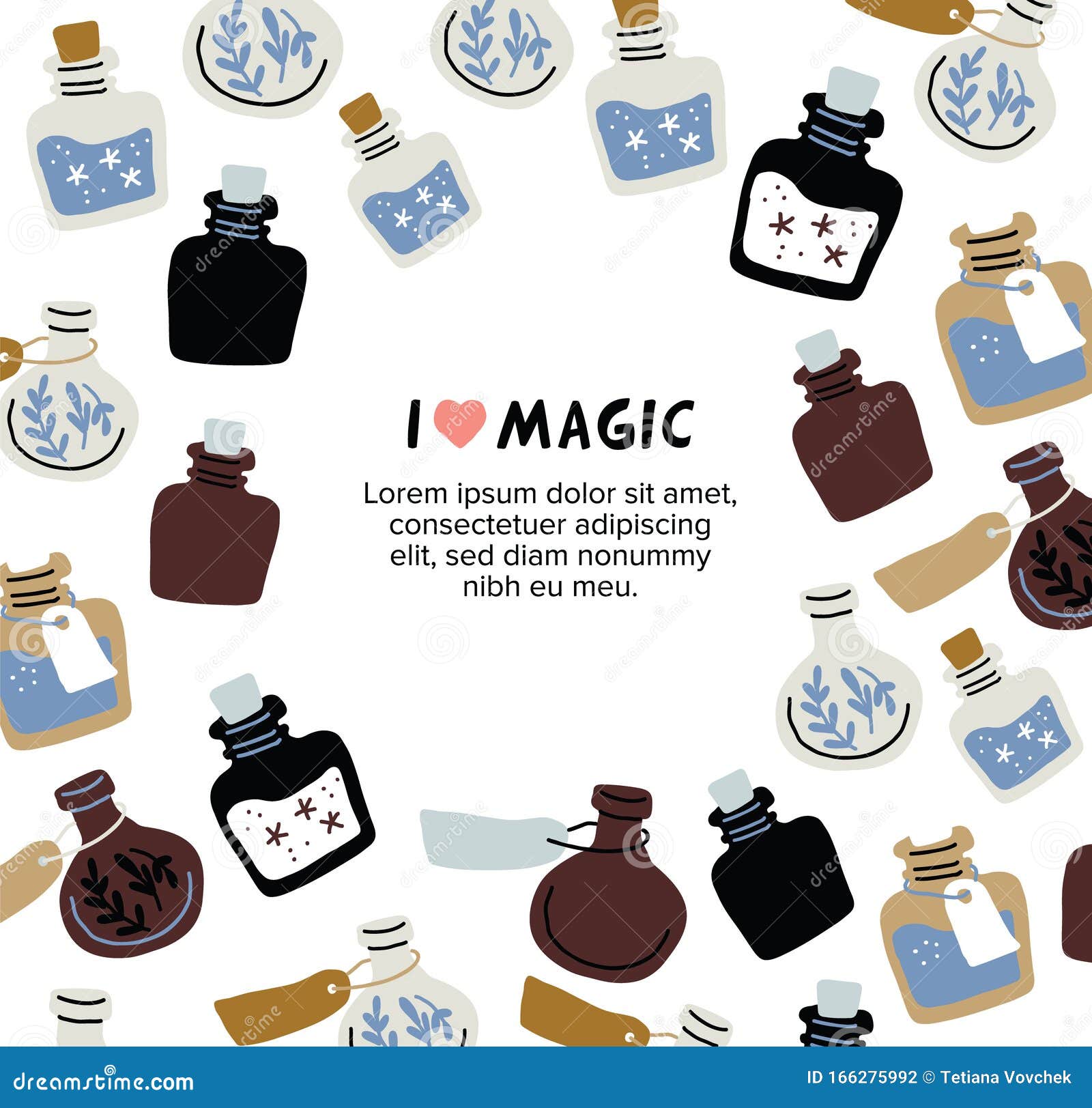 Banner Frame with Colorful Magic Potion Bottles Stock Vector ...