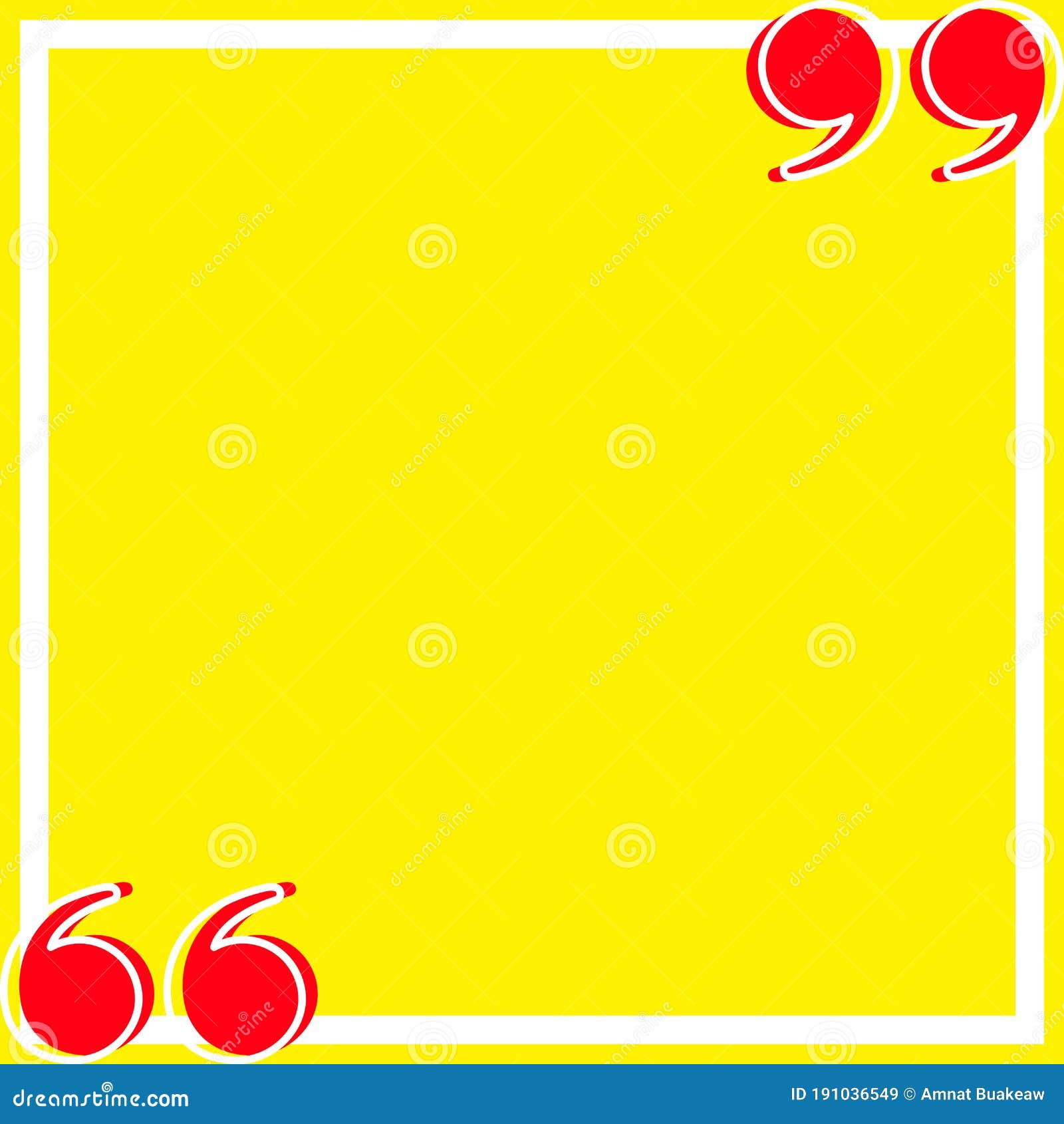 Banner Frame Yellow with Red Quotation Symbol, Quote Box Frame Simple ...