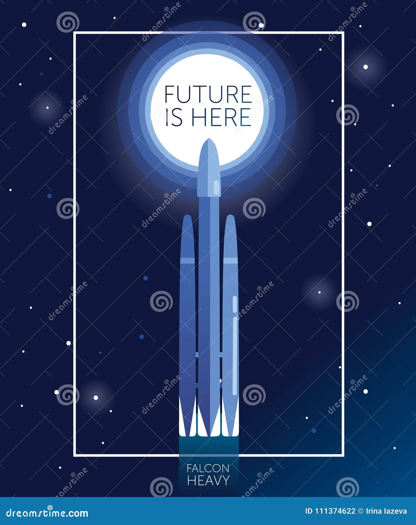 Banner `future is Here` with Space Shuttle Falcon Heavy Stock Vector ...