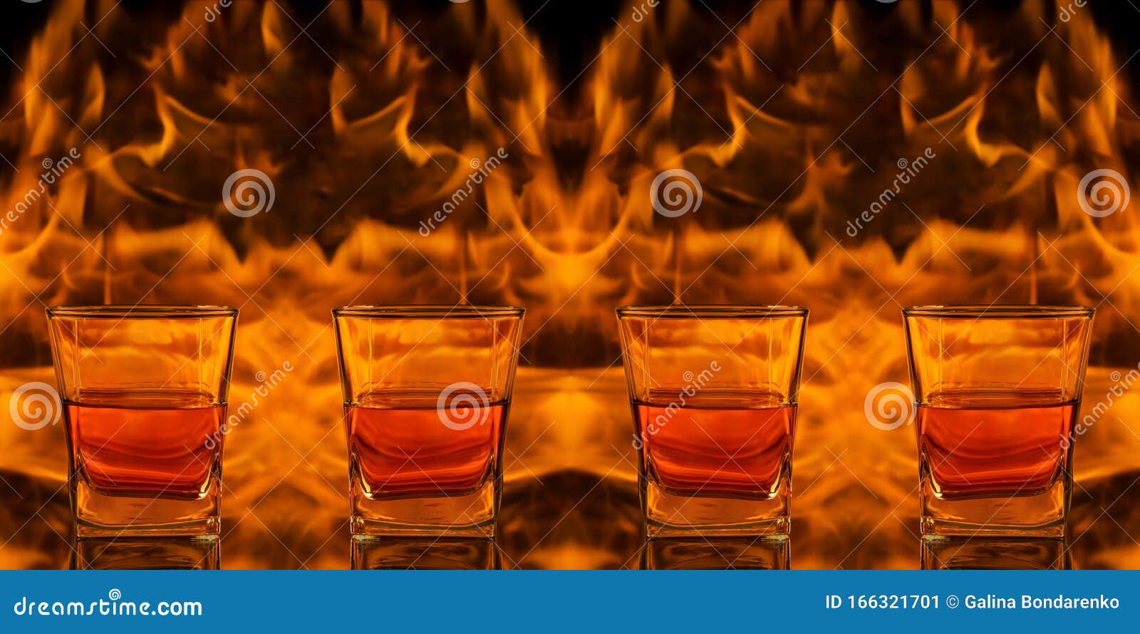 Banner with Glasses of Whiskey and a Burning Fire in the Background ...