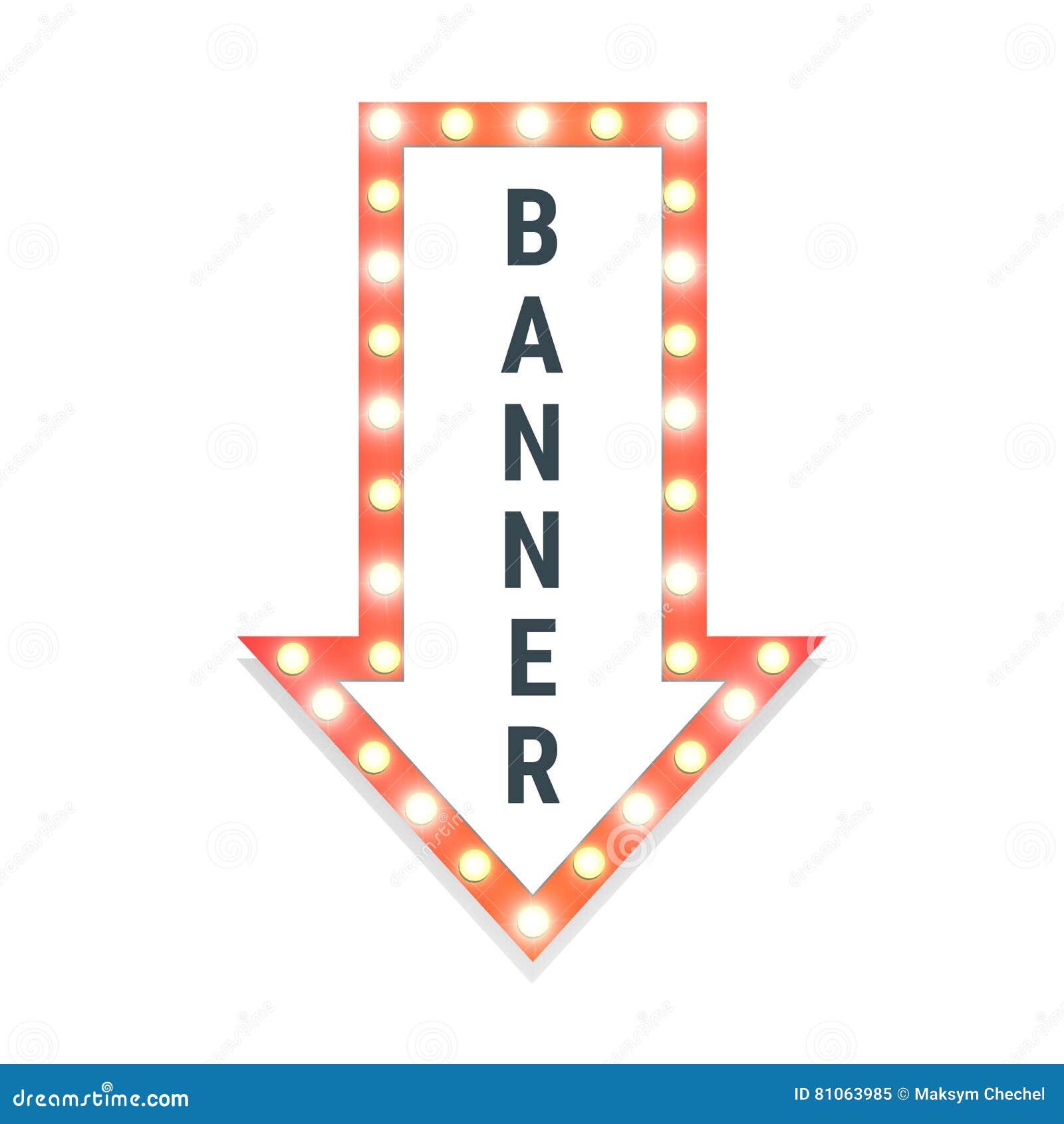 Banner with Glowing Bulbs. Retro Sign Stock Vector - Illustration of ...
