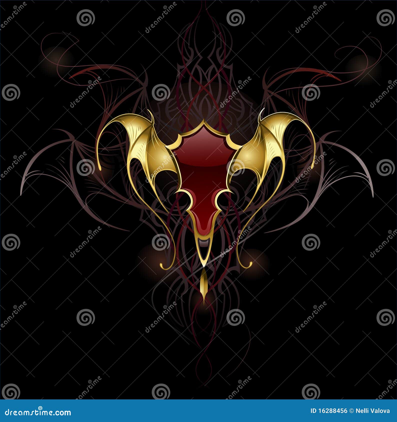 Banner with Golden Membranous Wings Stock Vector - Illustration of ...