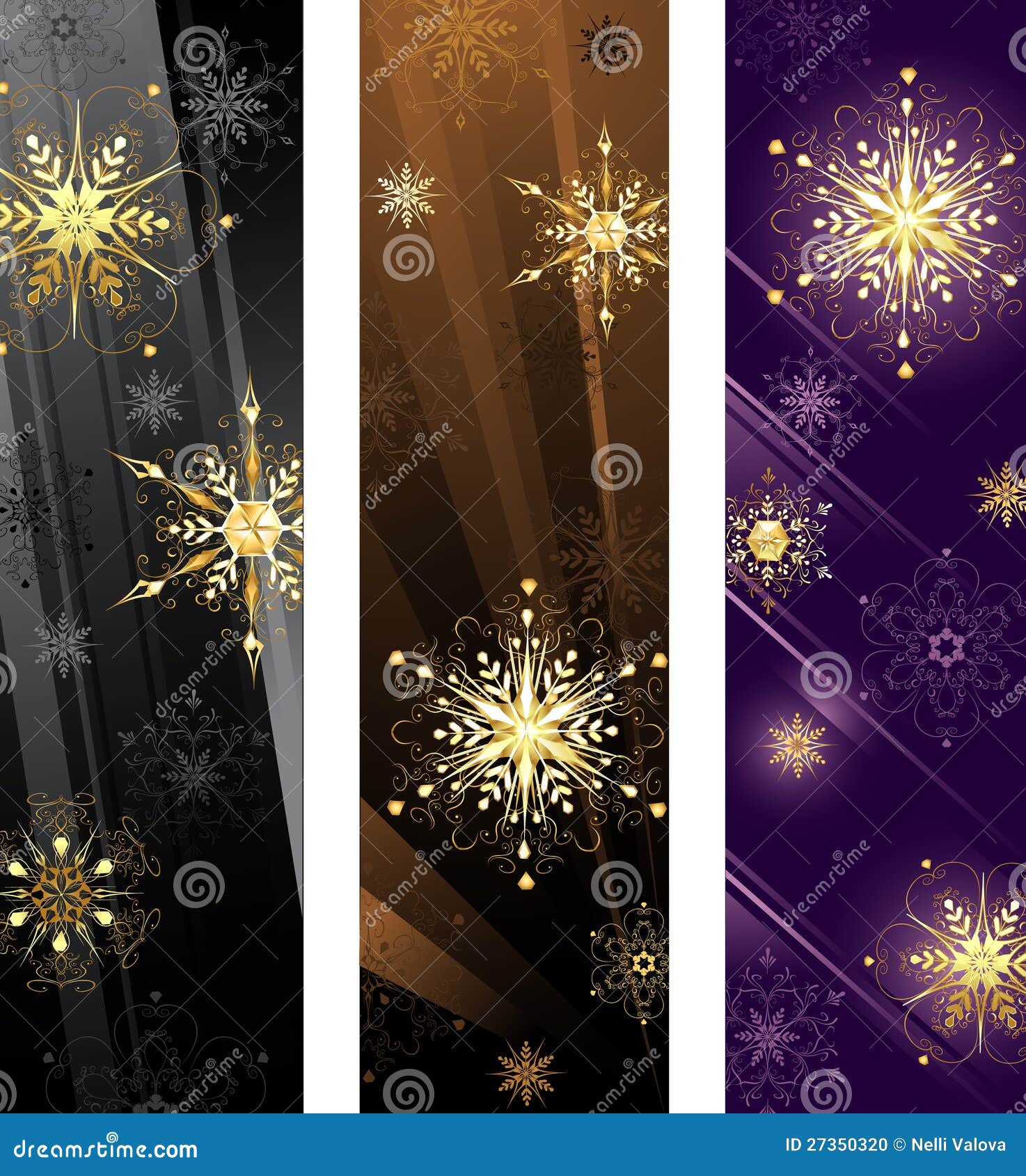 Banner with Golden Snowflakes Stock Illustration - Illustration of ...