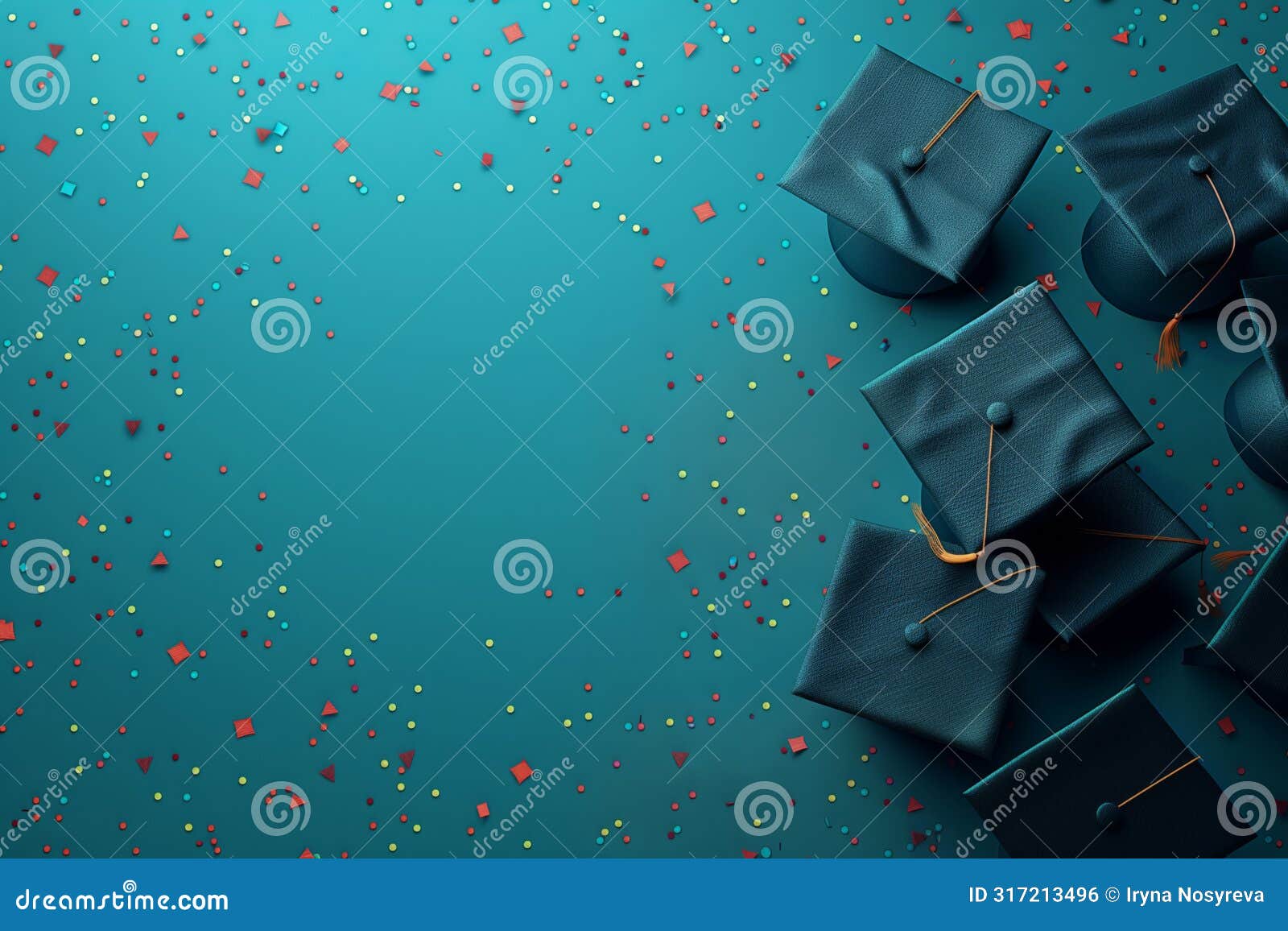 Banner with Graduation Caps on Turquoise Background. Generated by AI ...