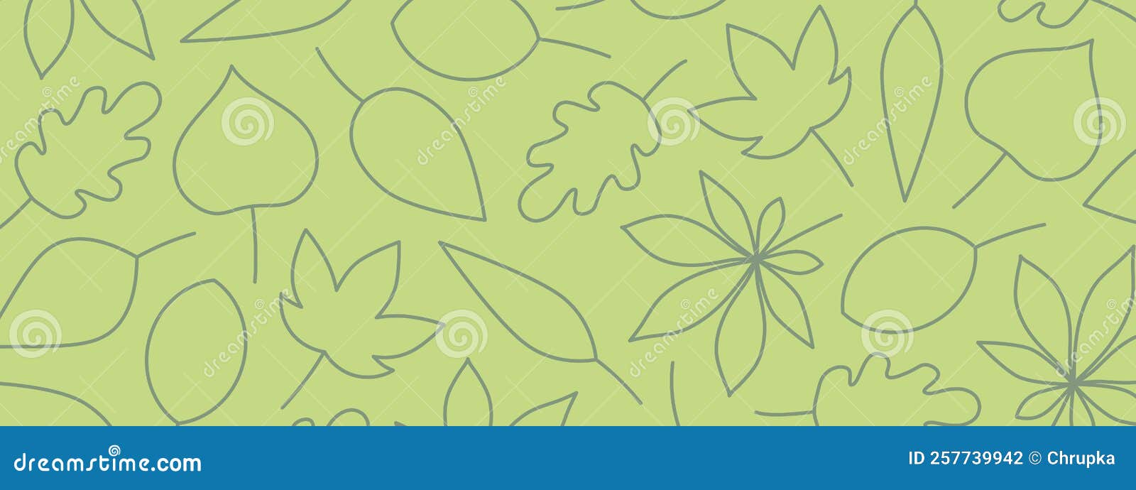 Banner with Green Leaves Outlines Stock Vector - Illustration of leaf ...