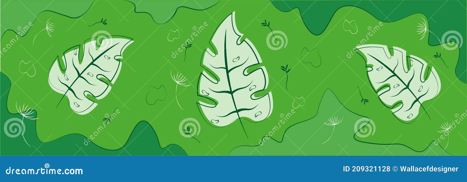 Banner with Green Leaves Theme. Stock Vector - Illustration of leaves ...