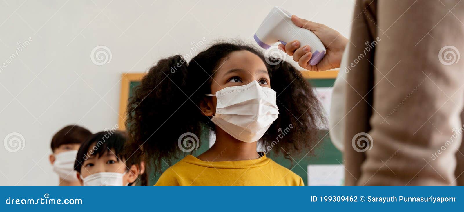 Banner of Group of Diverse Students in School Building Checked and ...