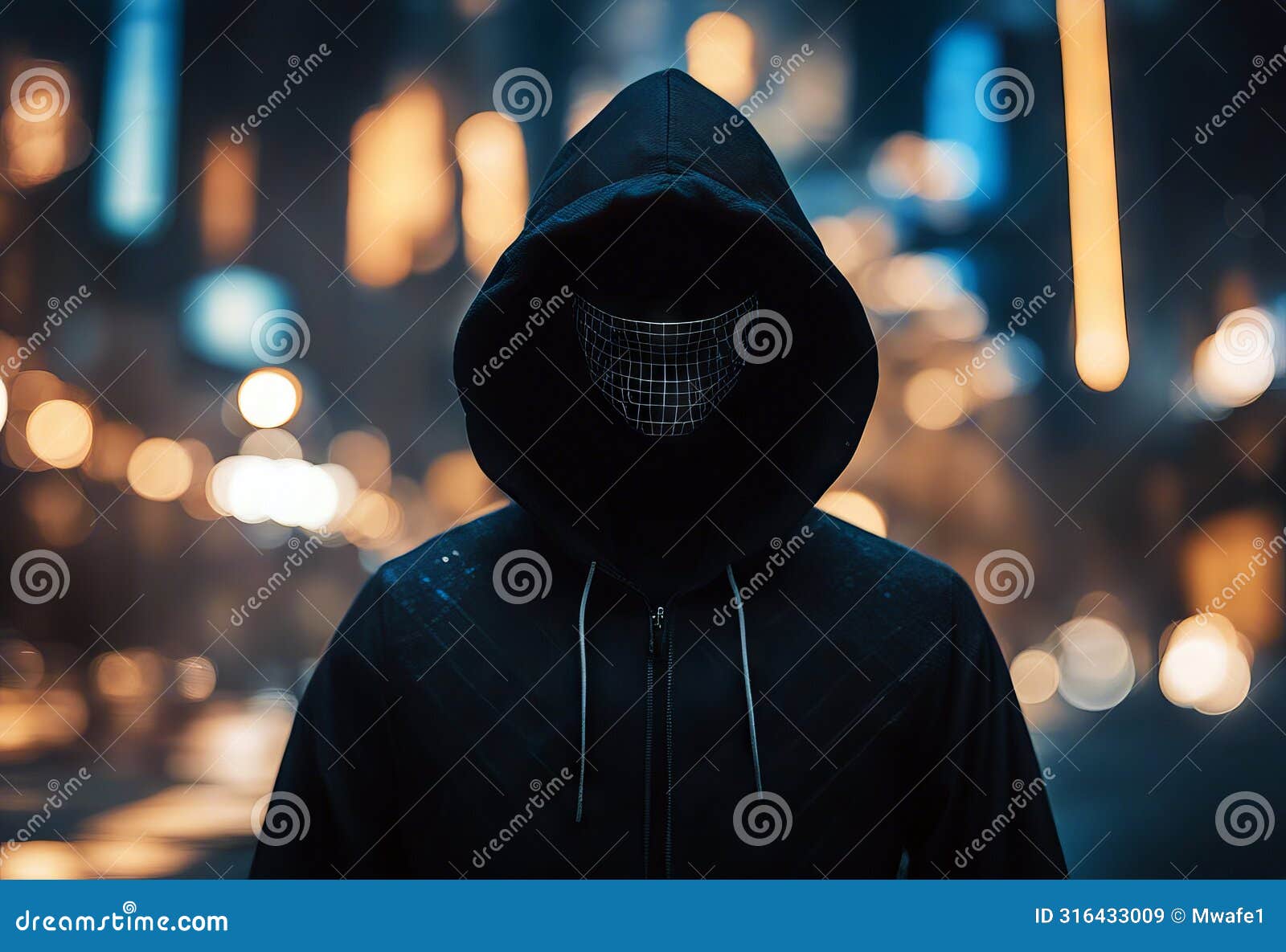 Hacker Hooded Man Stealing Information From Computer. Cyber Crime. Pop ...