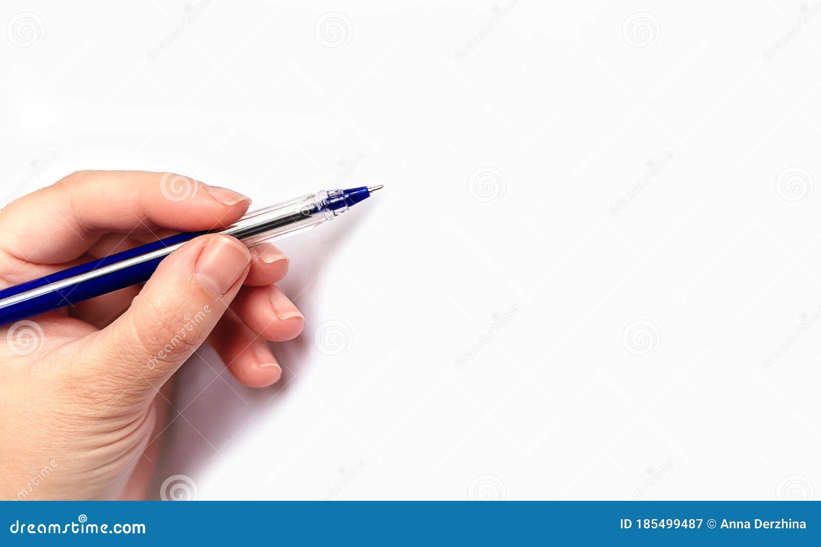 Banner with Hand Writing Pen. Copy Space. Stock Image - Image of ...