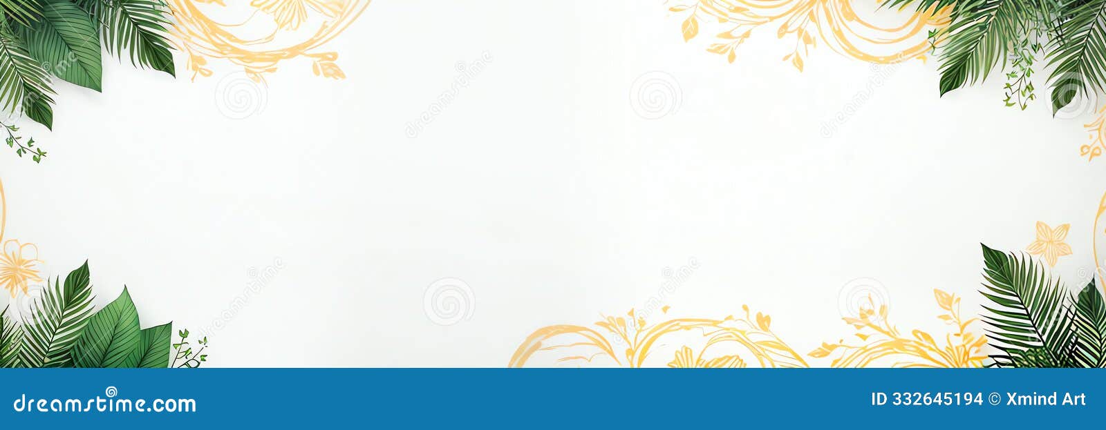 Banner or Header Background with Leaves Frame Border Illustration Stock ...