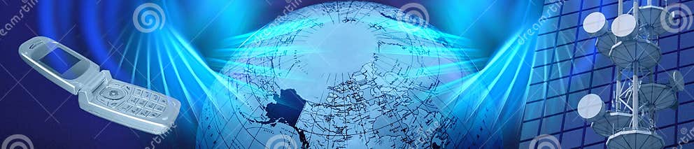 Banner / Header Blue Ecommerce / Telecommunication Stock Illustration ...