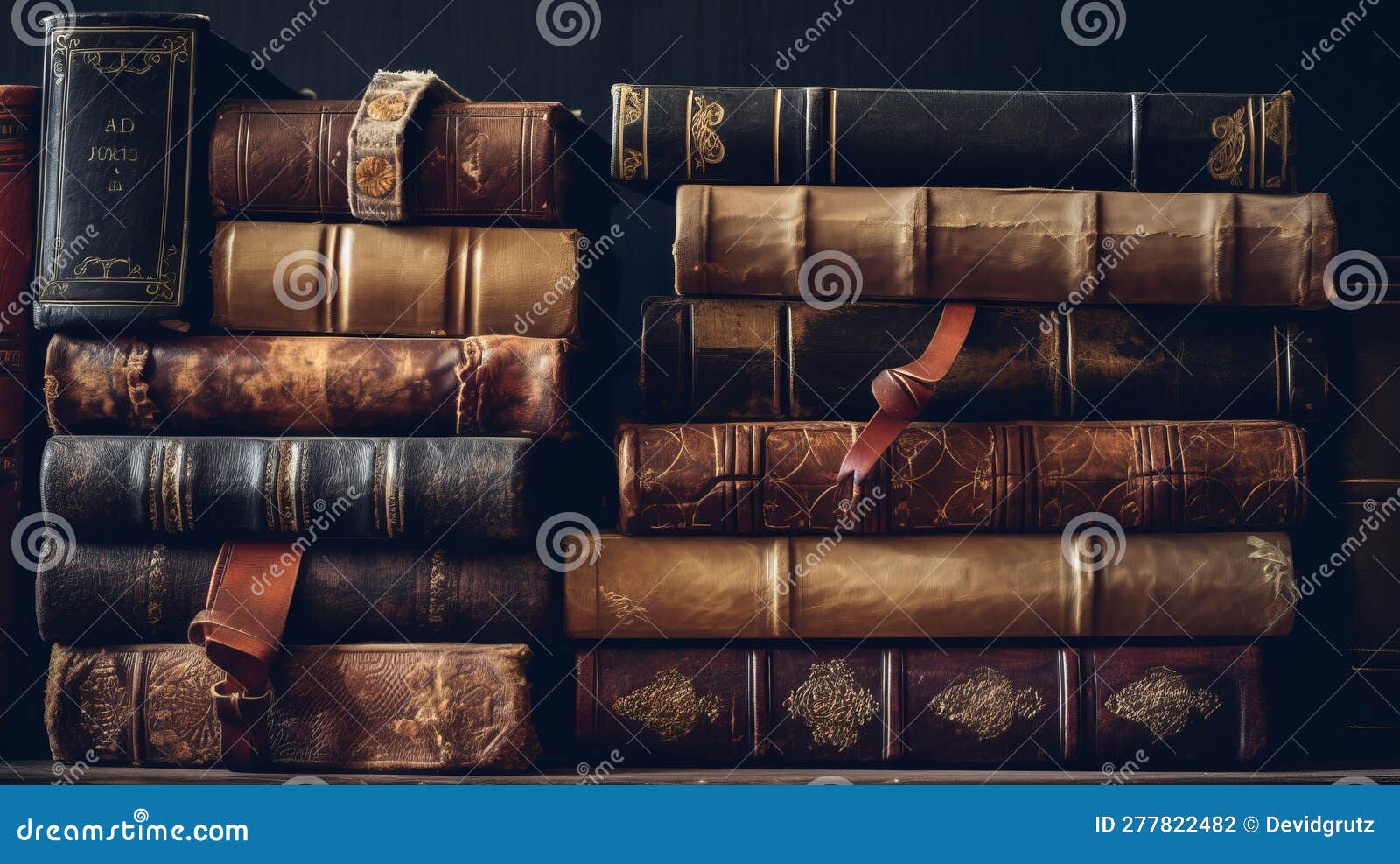 Banner or Header Image with a Stack of Antique Leather Books ...