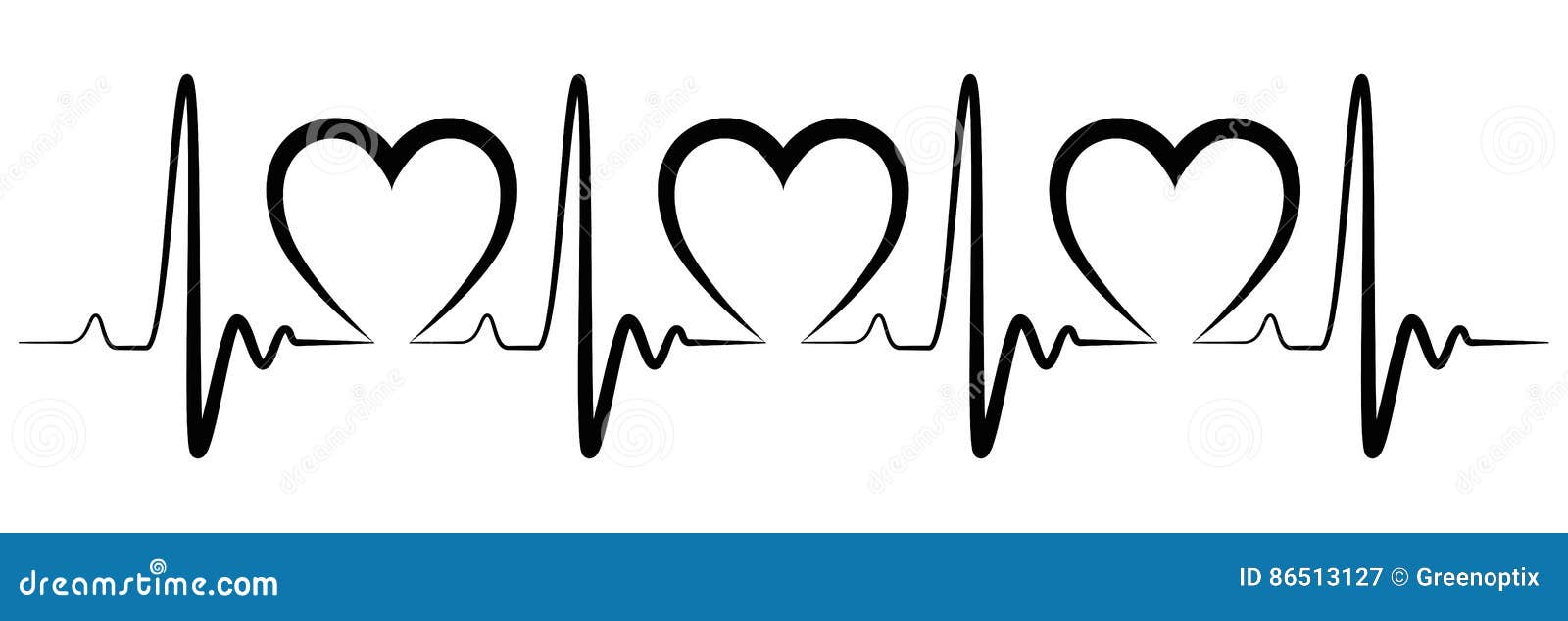 Banner Heartbeat Heart Shape Illustration Stock Vector - Illustration ...