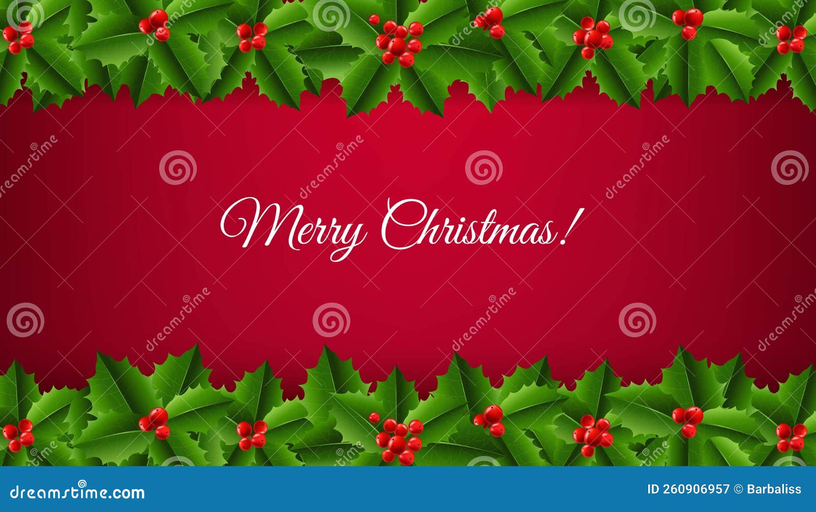 Banner with Holly Berry Border Stock Vector - Illustration of ...