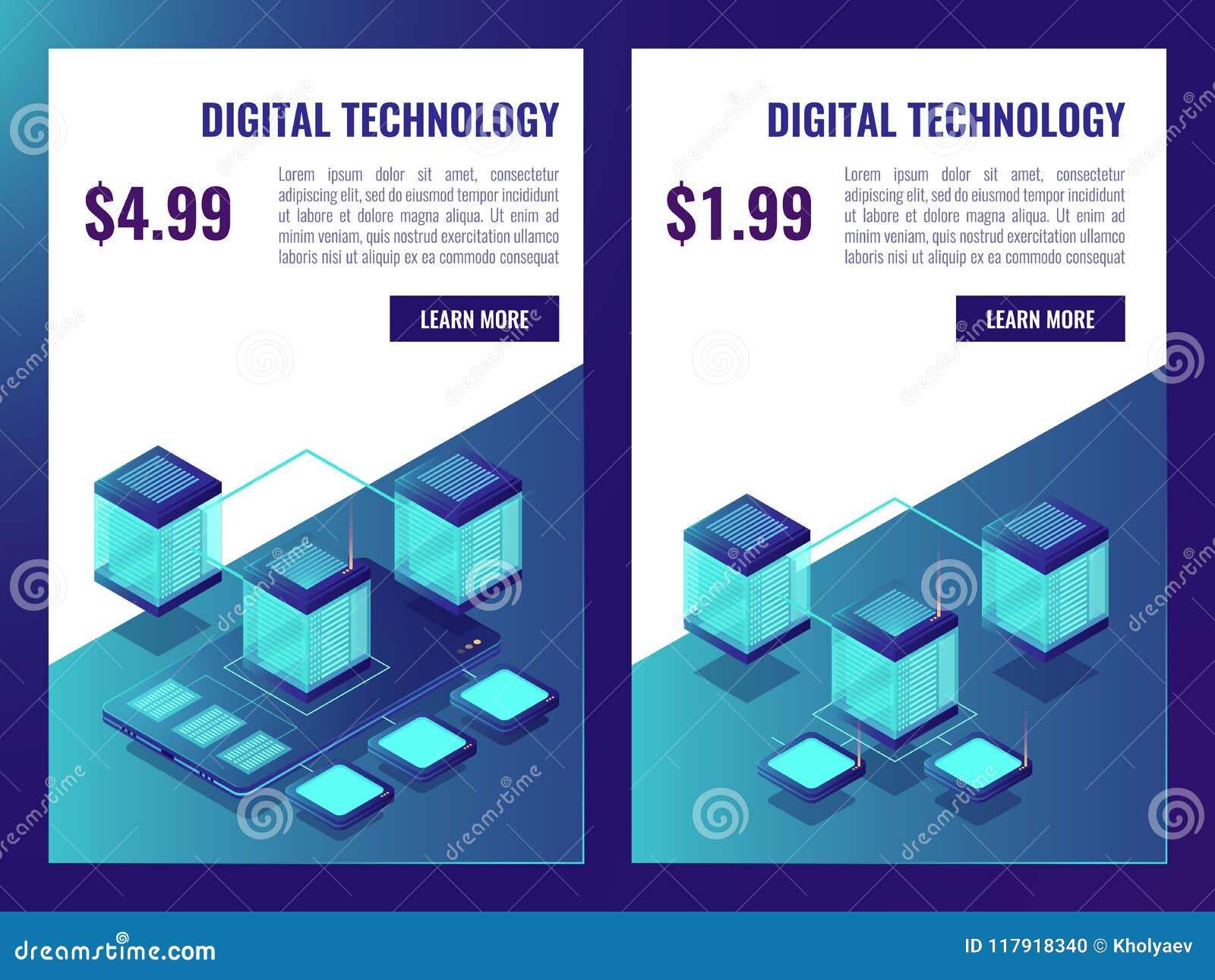 Banner Of Hosting And Data Cloud Storagem Server Room Brochure With