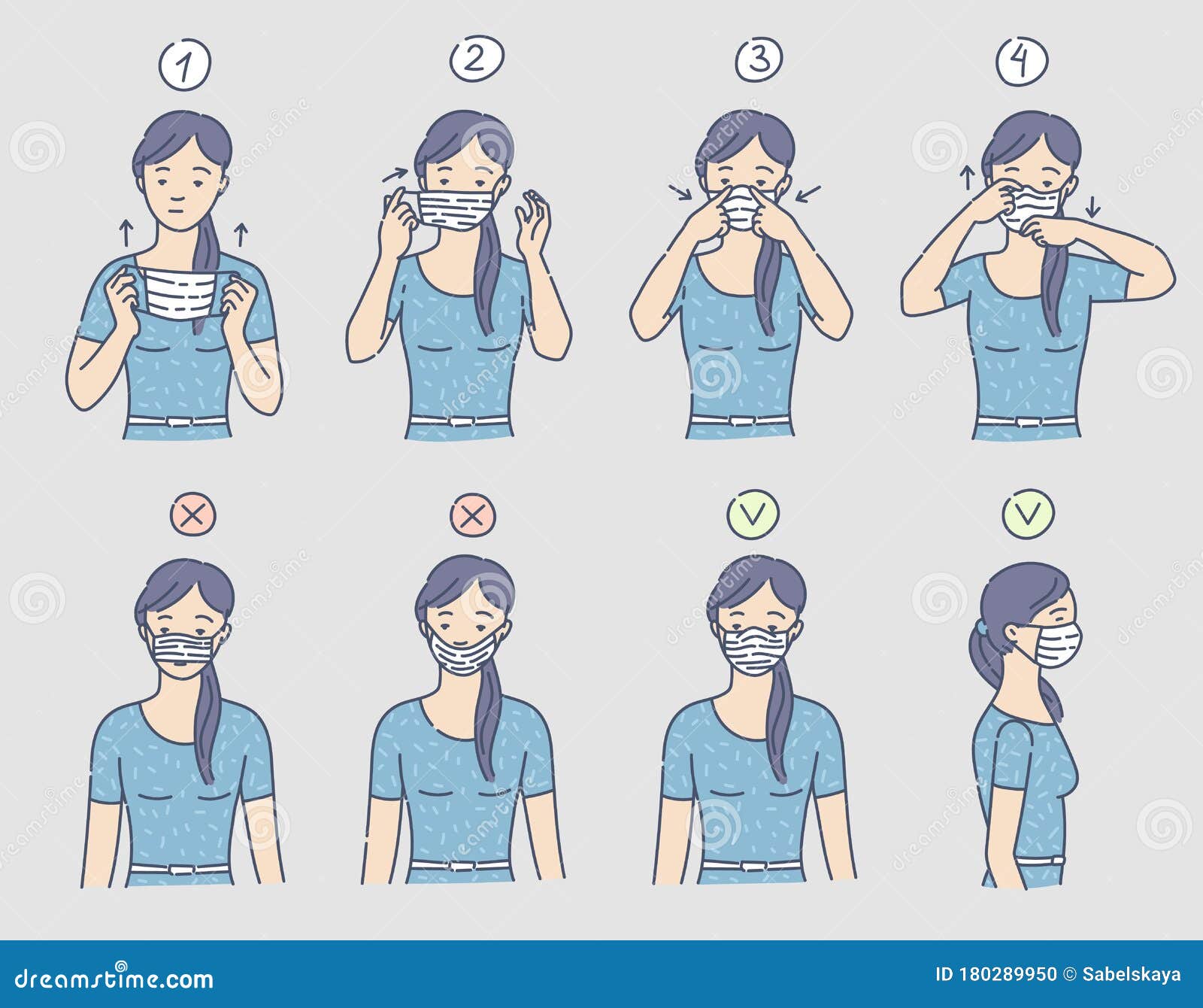 Banner How To Wear Mask Correct Method, Cartoon Vector Illustration ... Banner How To Wear Mask Correct Method, Cartoon Vector Illustration ...