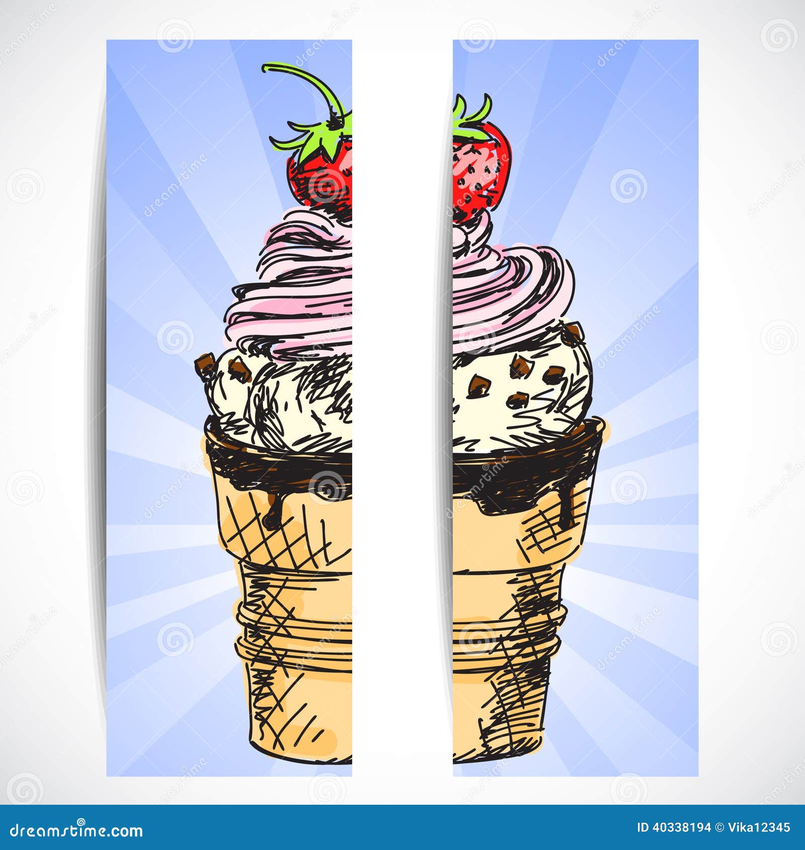Banner with icecream stock vector. Illustration of pink - 40338194
