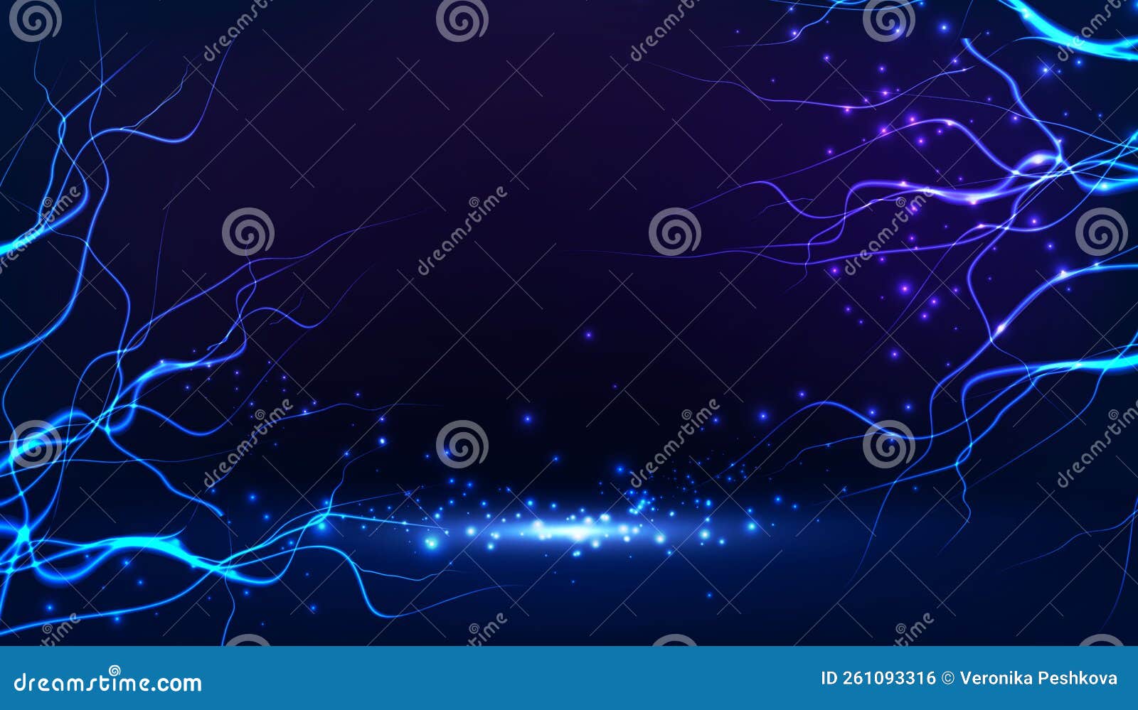 Vector Banner Illustration Lightning of Thunder in Abstract Blue ...