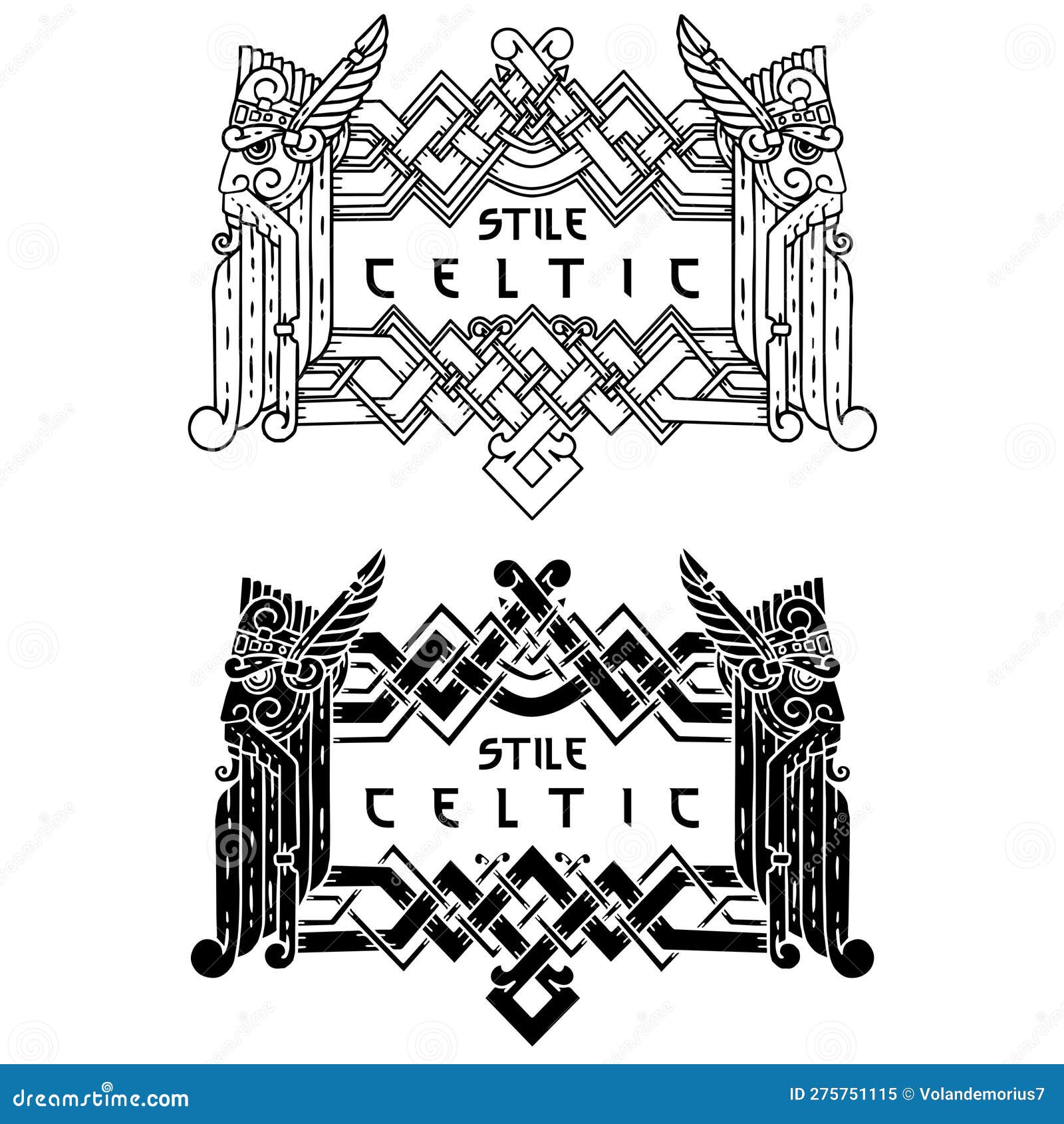 Banner with the Image of an Old Bearded Viking and Patterns. Stock ...