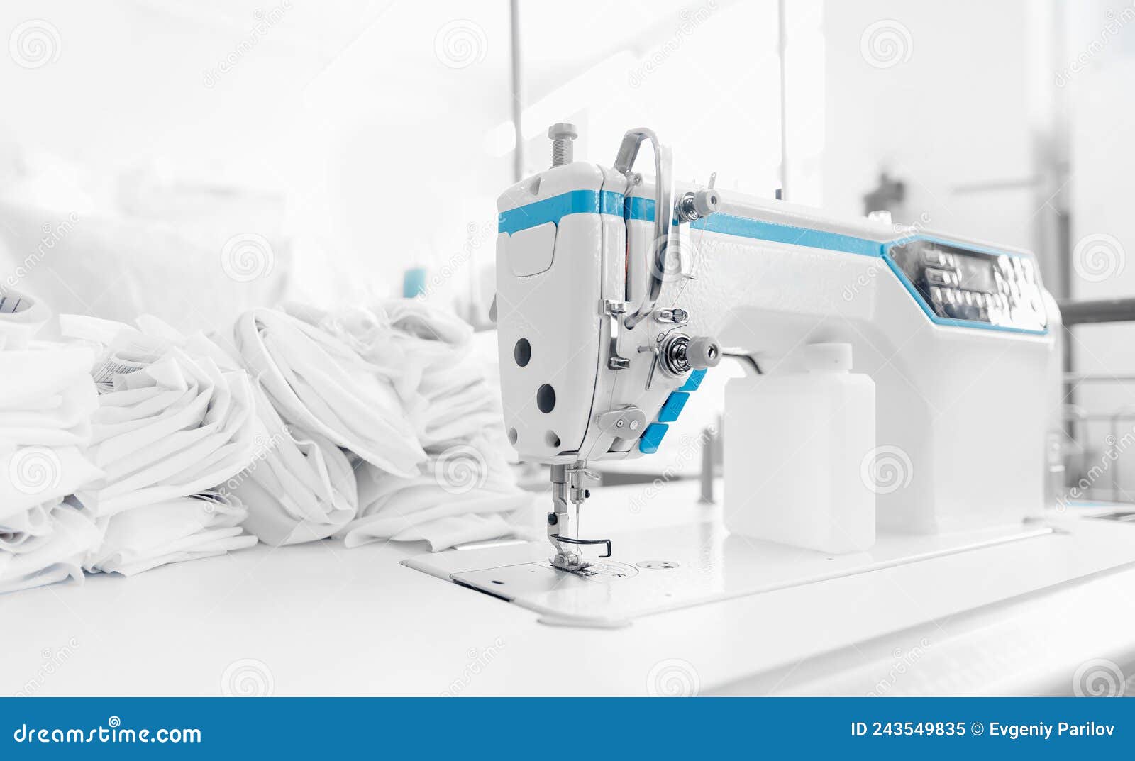 Banner Industry Tailor Sewing Machine on Table Workshop of White ...