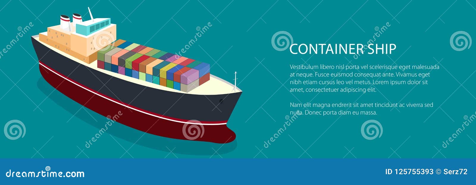 Banner Isometric Container Ship Stock Vector - Illustration of logistic ...