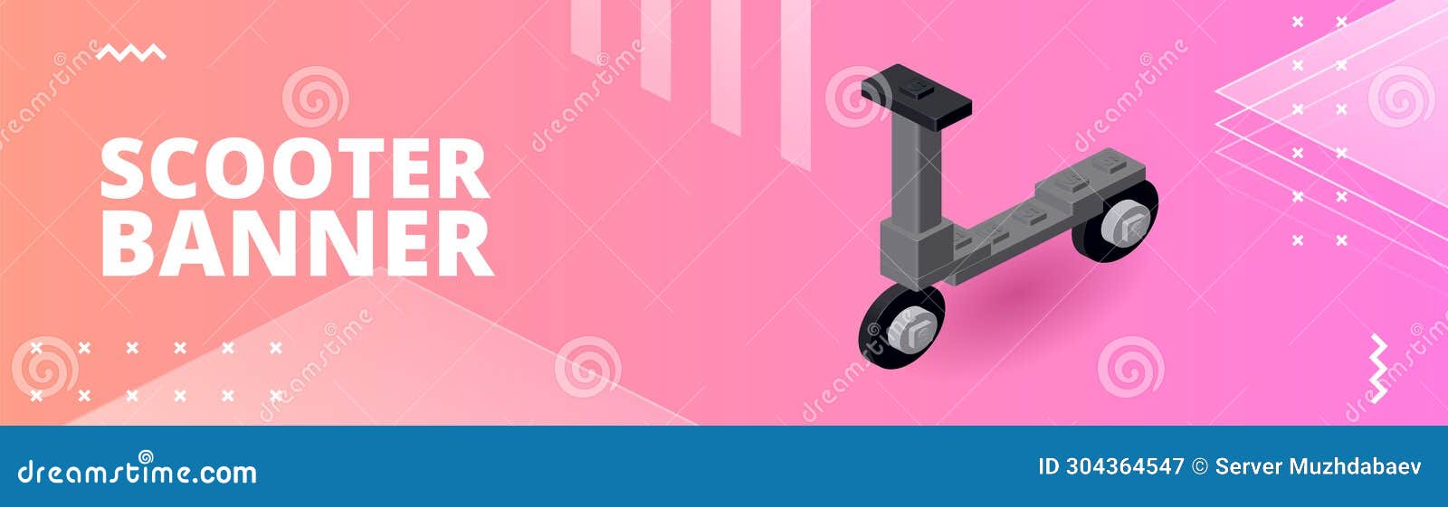 Banner with Kick Scooter for Printing and Design. Vector Illustration ...