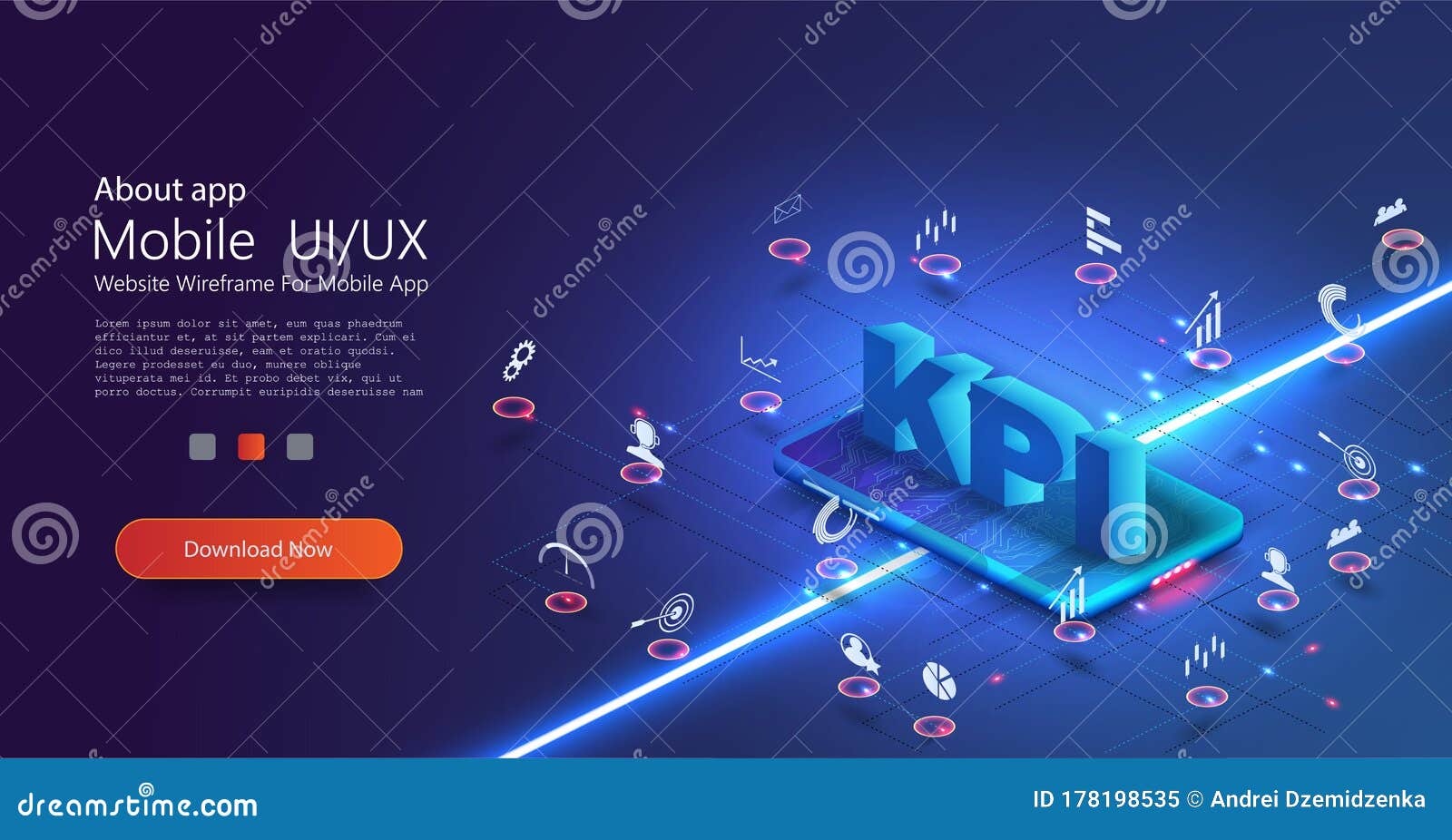 Banner KPI Concept With Icons. KPI Key Performance Indicators Concept ...