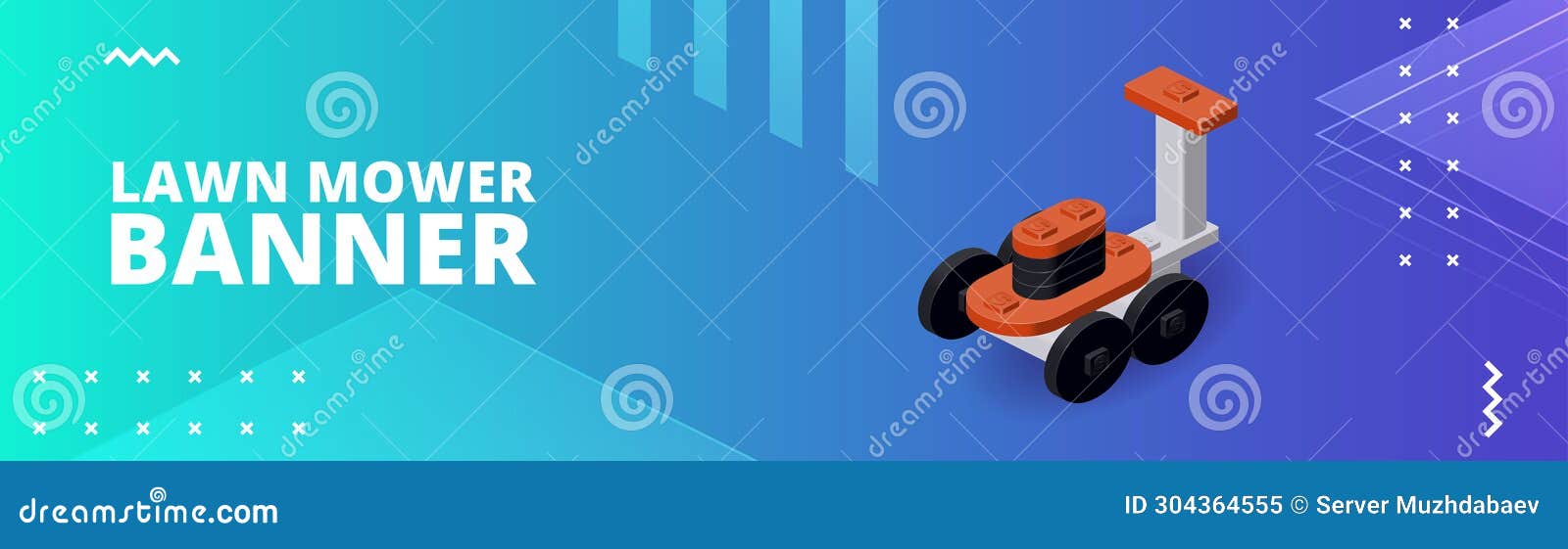 Banner with Lawn Mower for Print and Design. Vector Illustration. Stock ...