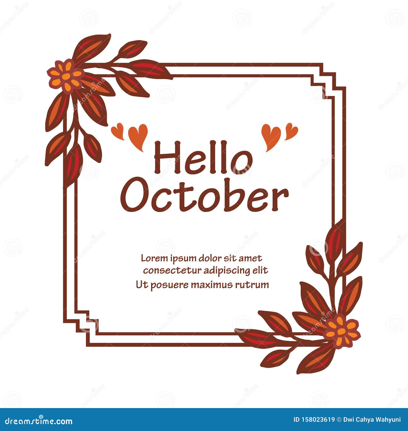 Banner Lettering of Hello October, Isolated on White Background, with ...