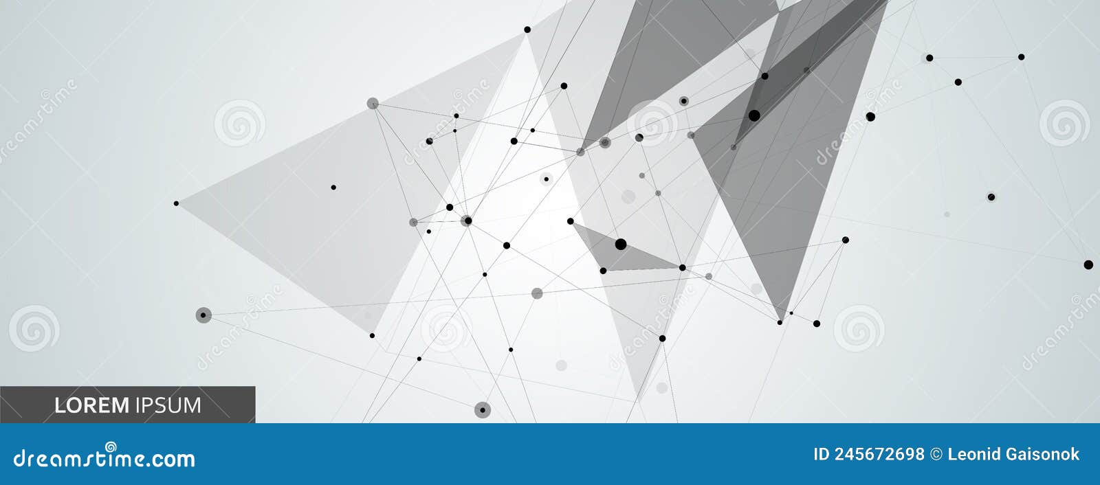 Banner with Light Background and Print of Connected Shapes. Molecules ...