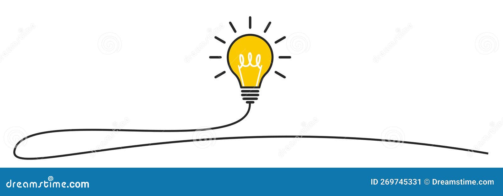 Banner Lightbulb Idea Concept, Creative Concept Bulb Sign Drawn ...