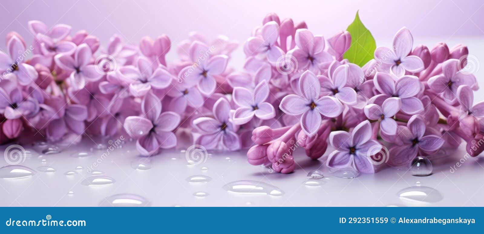Banner with Lilac Flowers in Water Drops Stock Illustration ...