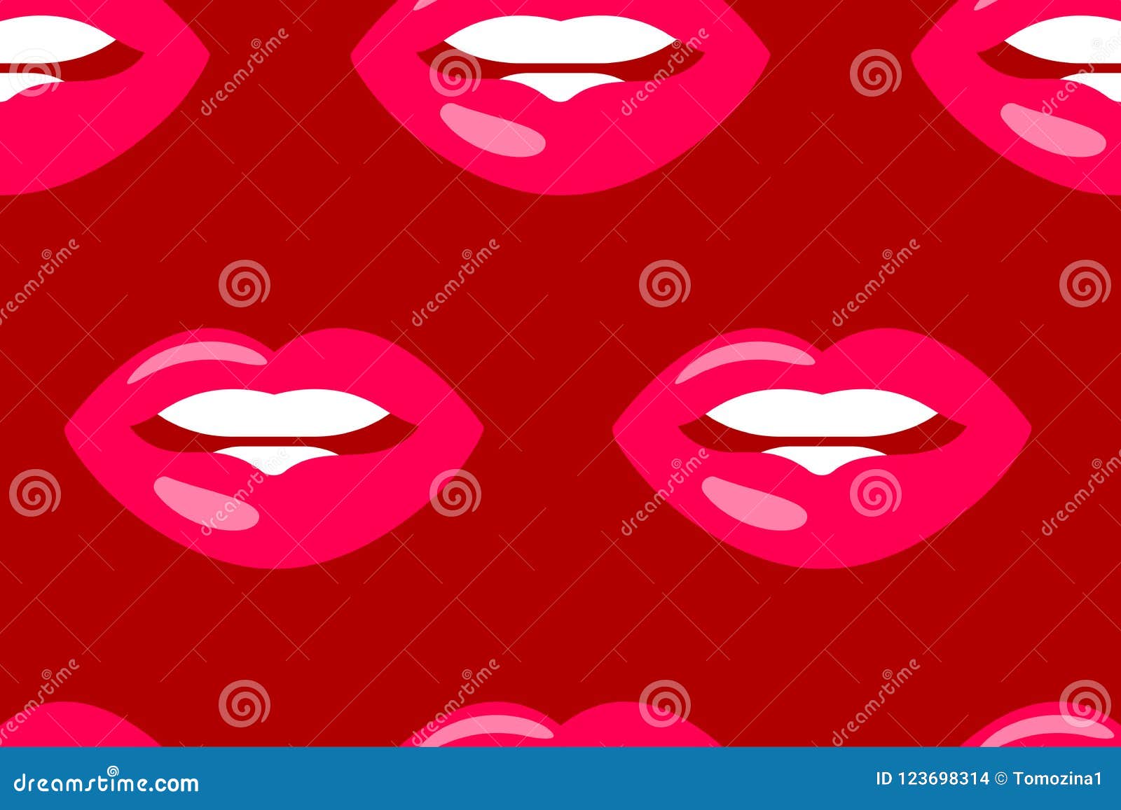 Red banner with lips stock vector. Illustration of happy - 123698314